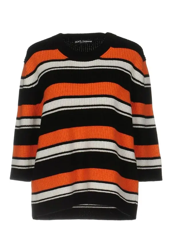 Dolce & Gabbana Striped Short-sleeve Knit Top - Orange