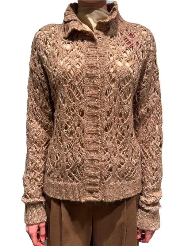 Max Mara Open-knit Long-sleeve Cardigan - Camel