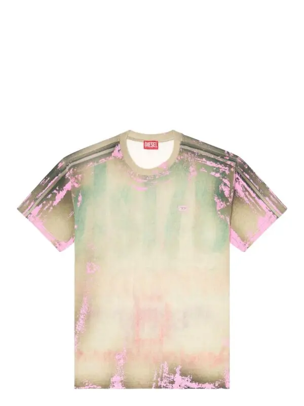 DIESEL® T-shirt In Cracked Leather-effect Jersey - Nude