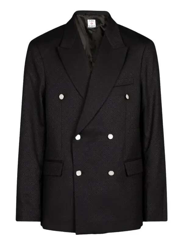 Casablanca Geometric-jacquard Single-breasted Blazer - Black