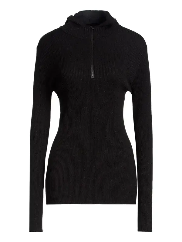 Brunello Cucinelli Solidcolor Ribbed Knit Hoodie - Black