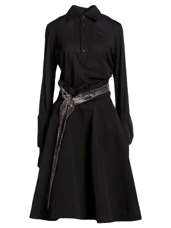 MAISON MARGIELA Solidcolor Lapel Shirt Dress - Black