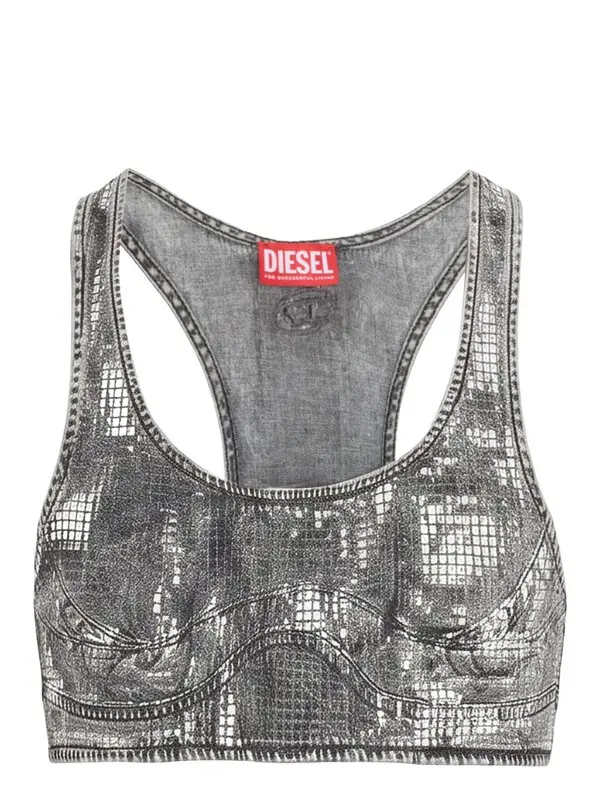 DIESEL® Cropped Sleeveless Denim Top - Grey