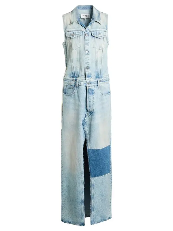MAISON MARGIELA Sleeveless Denim Shirt Dress - Blue