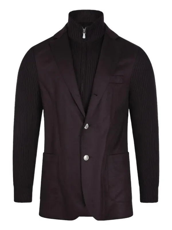 Eleventy Knitted Panel Blazer - Red