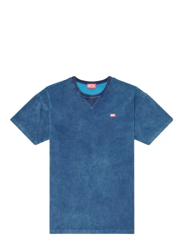 DIESEL® Acid-wash T-shirt With Frayed Details - Blue