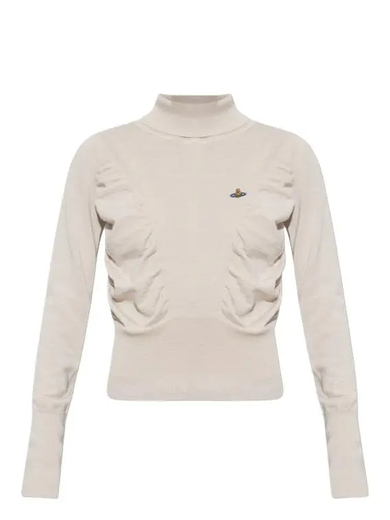 VIVIENNE WESTWOOD Long Sleeve Turtleneck Pullover Sweater With Ruched Detailing - No