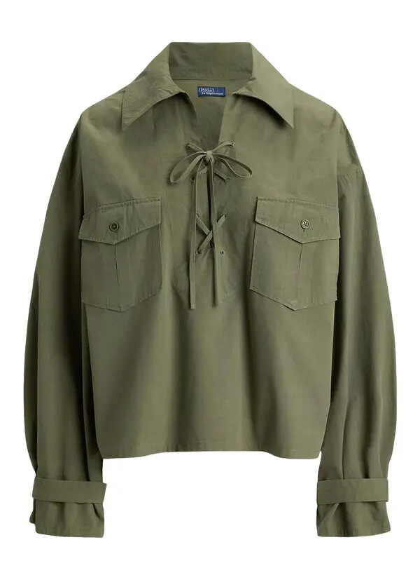 Polo Ralph Lauren Lace-up Cotton Blouse - Green