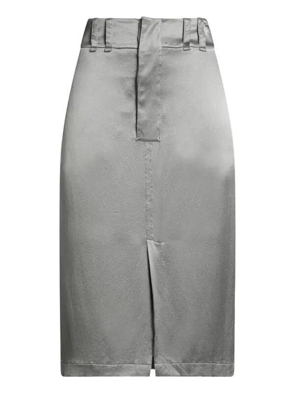 Saint Laurent Solidcolor Satin Pencil Skirt - Grey