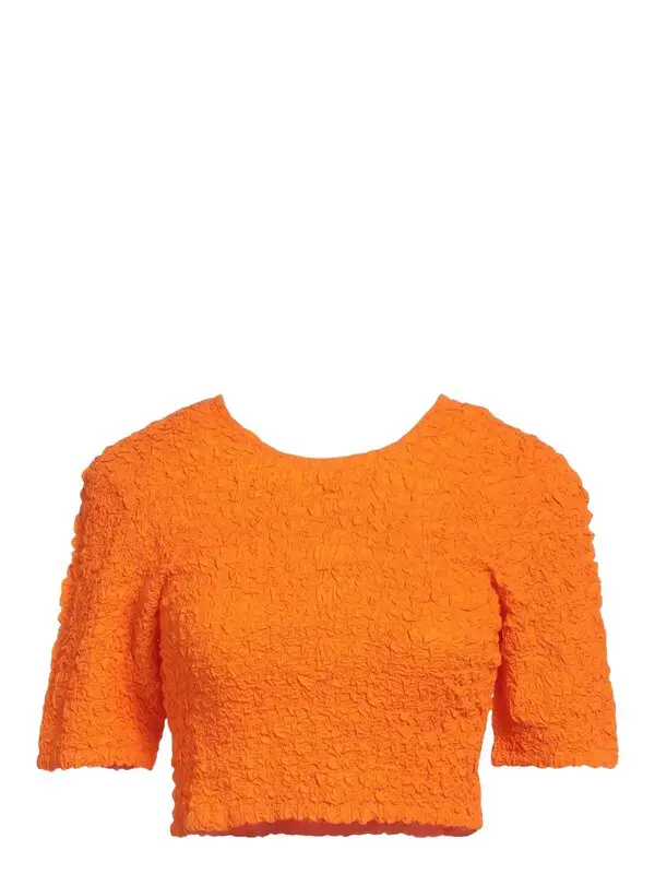 GANNI Minimalist Solidcolor Shortsleeve Top - Orange