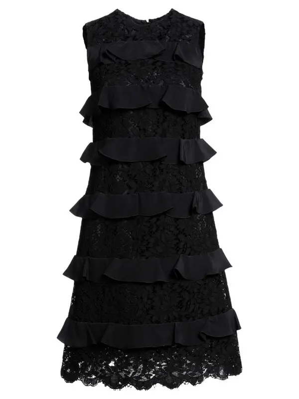 Dolce & Gabbana Sleeveless Ruffled Lace Maxi Dress - Black