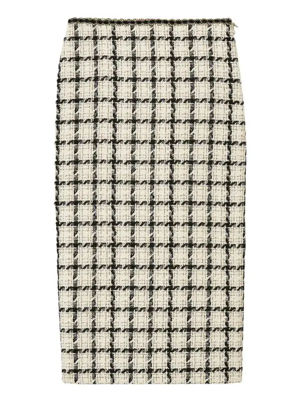 TWINSET Midi Bouclé Skirt With Check Pattern - No