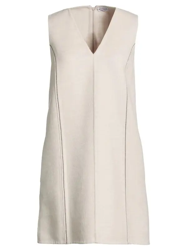 Brunello Cucinelli Sleeveless Vneck Flared Dress - Grey