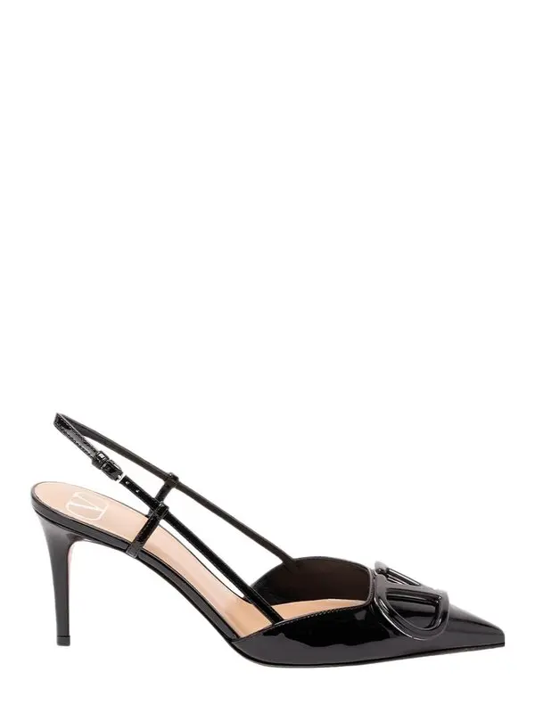 Valentino Garavani Vlogo Signature Patent Leather Slingback Pump 80mm - Black