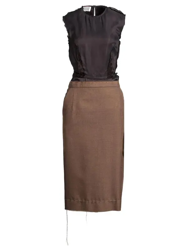 MAISON MARGIELA Two-toned Sleeveless Flared Dress - Beige