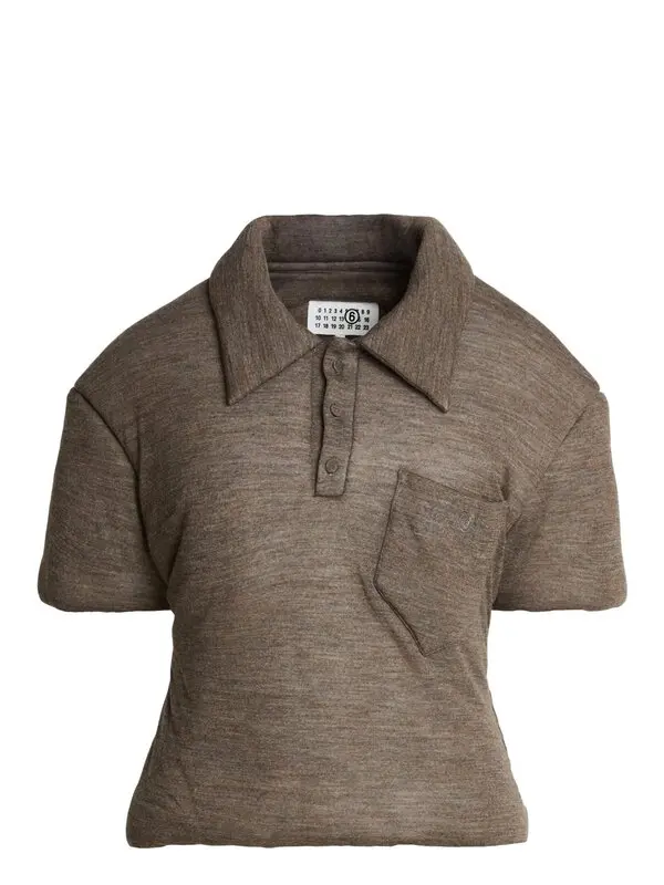 MAISON MARGIELA Solid-color Wool Short-sleeve Knit Shirt - Grey