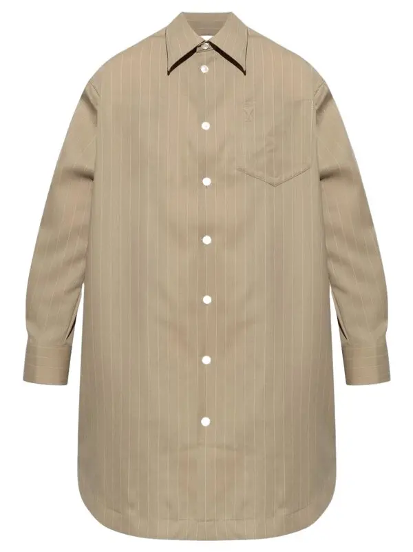 AMI Paris Pinstripe Shirt Dress - Beige