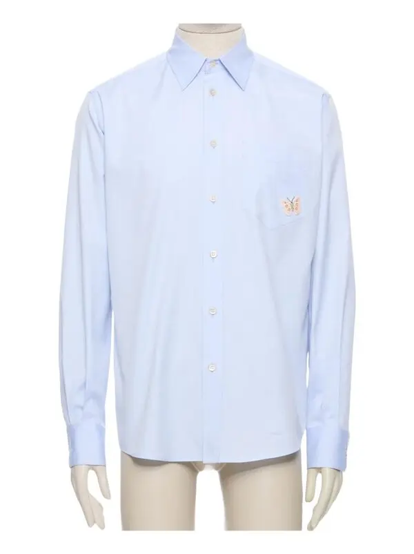 Valentino Garavani Butterfly Embroidered Long-sleeve Shirt - Blue