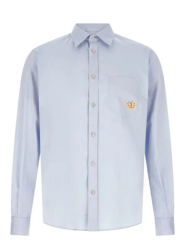 Valentino Garavani Butterfly Embroidered Long-sleeved Shirt - Blue