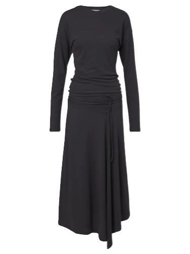 LEMAIRE Cotton Jersey Crêpe Midi Dress - Black