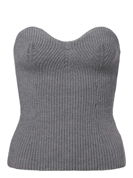 JIL SANDER Wool-blend Bustier Top - Grey