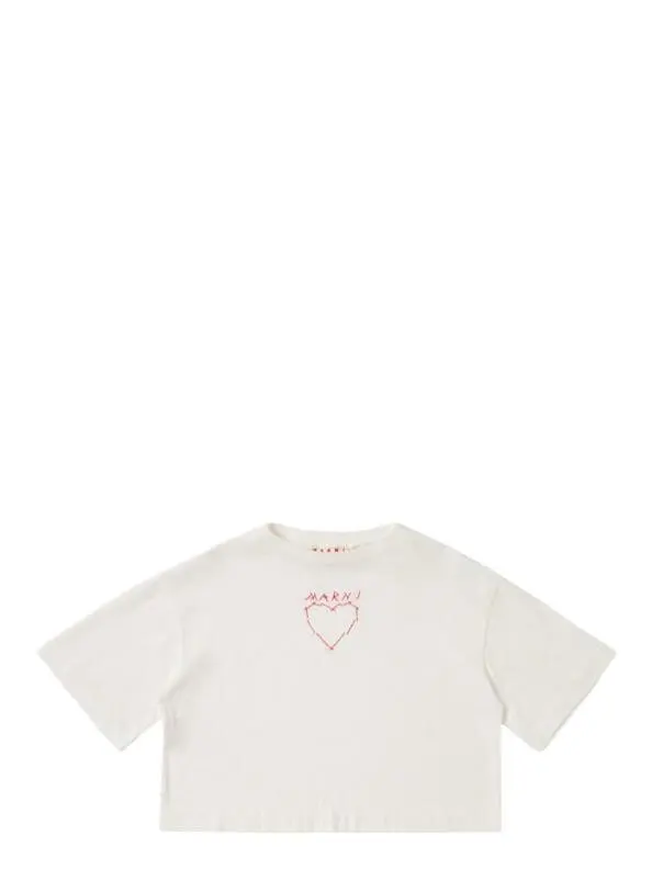Marni Embroidered Heart Cropped Top - No