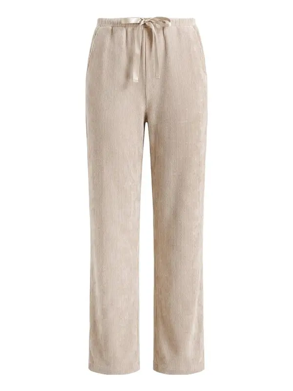 ALYSI Wide-leg Drawstring Pants - Beige