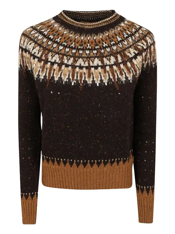 Ermanno Scervino Embellished Fair Isle Knit Sweater - No