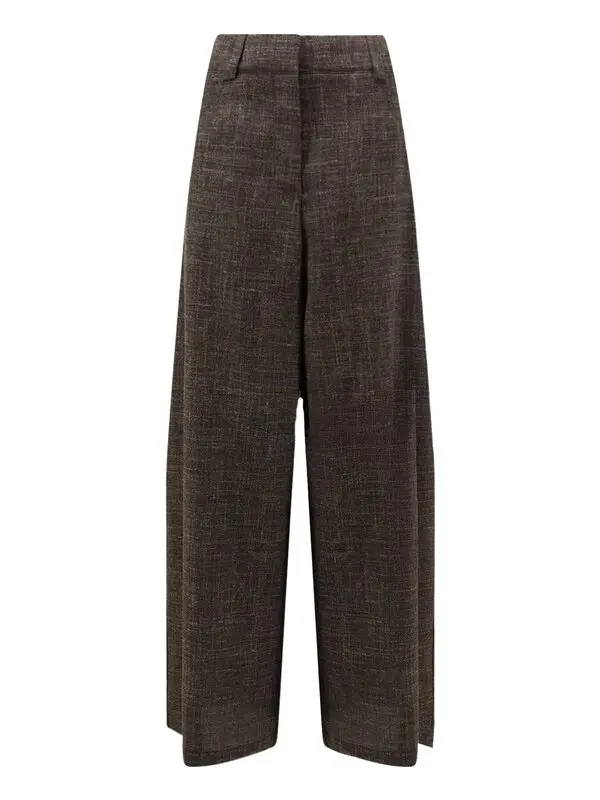 ALYSI Mélange Wide-leg Pants - Black