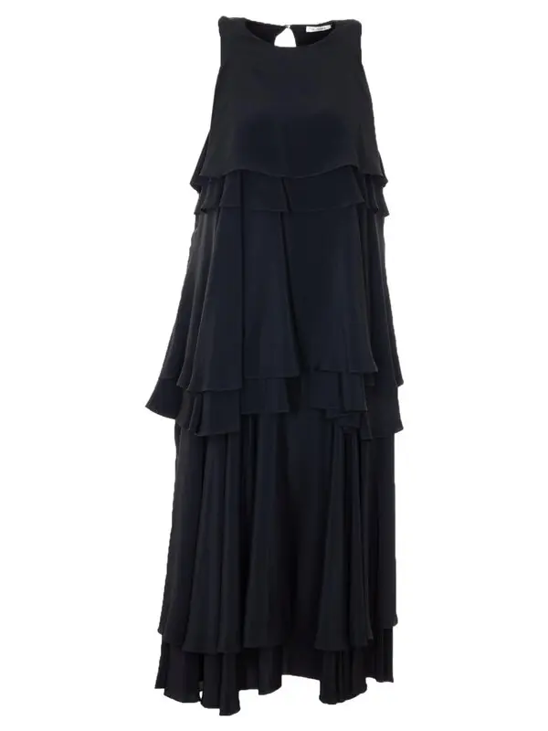 AMI Paris Ruffled Sleeveless Maxi Dress - Black