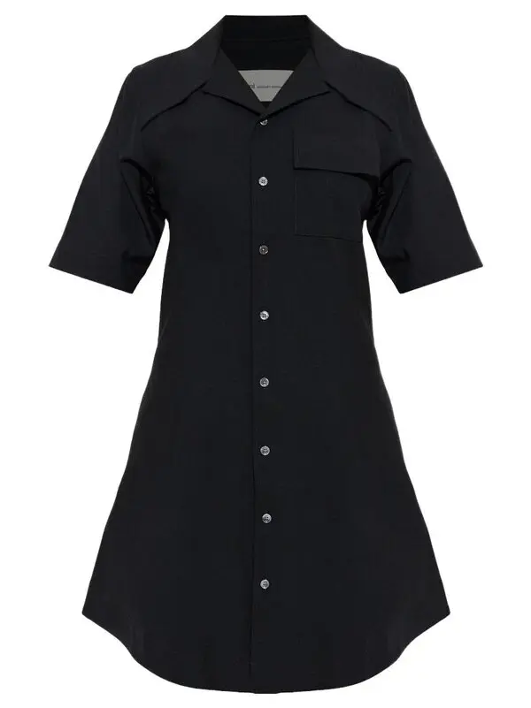 AMI Paris Short-sleeved Buttoned Mini Dress - Black