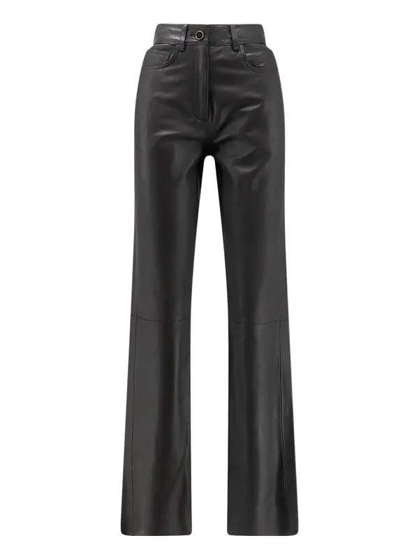 ALYSI Highwaisted Leather Flared Trousers - Black