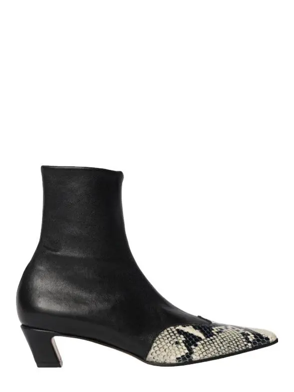 Khaite Ankle Boots With Contrast Toe - Black