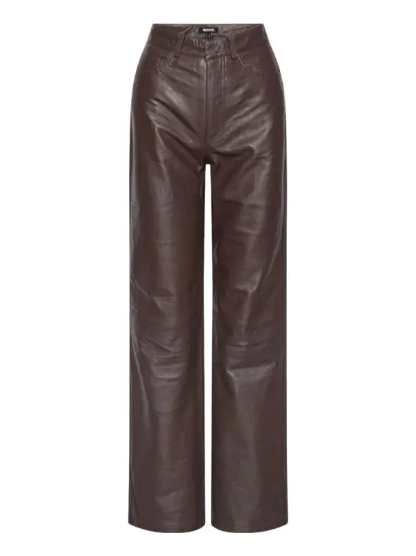 ROTATE BY BIRGER CHRISTENSEN Straight Leather Pants - Brown