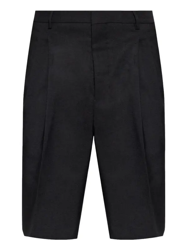 AMI Paris High Waist Wide Bermuda Shorts - Black