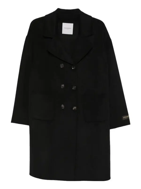 ERMANNO FIRENZE Double-breasted Long-sleeved Coat - Black