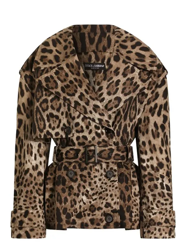 Dolce & Gabbana Leopard Print Trench Coat - Multicolor