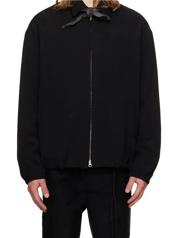 SONG FOR THE MUTE Casual Zip-up Jacket With Detachable Bandana Detail - Black