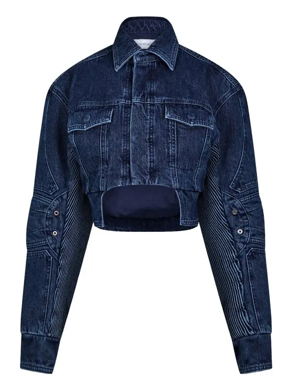 Off-White Cropped Denim Jacket - Blue