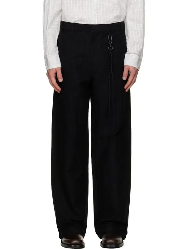 SONG FOR THE MUTE Suede Moleskin Straight Leg Trousers - Black
