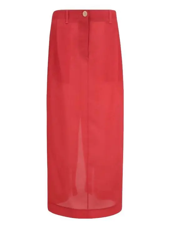 Khaite Sheer Skirt - Red