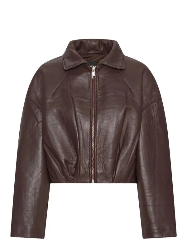 ROTATE BY BIRGER CHRISTENSEN Bonded Leather Jacket - Brown