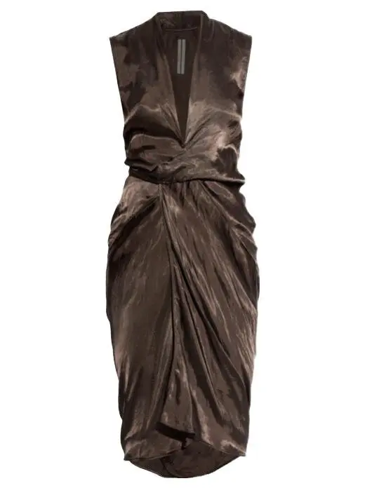 Rick Owens Sleeveless Wrap Dress - Brown