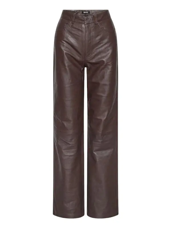 ROTATE BY BIRGER CHRISTENSEN High-waisted Straight-leg Trousers - Brown