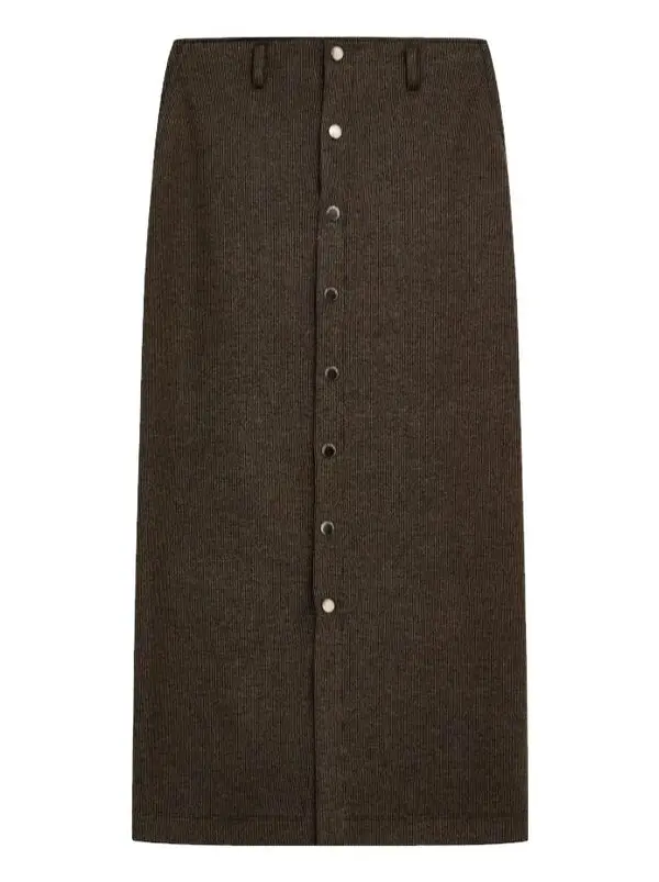 Emporio Armani Knit Midi Skirt With Button Detail - Brown