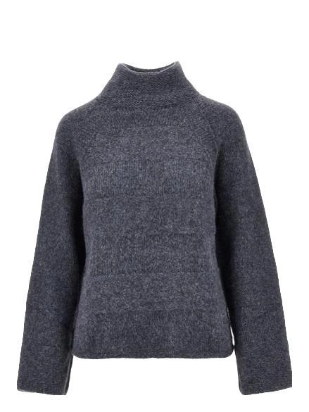 Emporio Armani Turtleneck Sweater In Stockinette Stitch - Grey