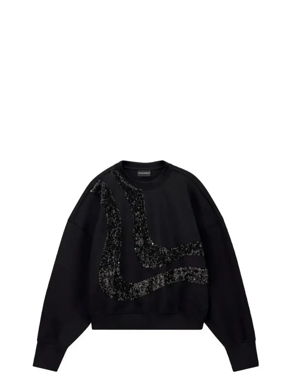 Emporio Armani Cropped Sequin Sweatshirt - Black