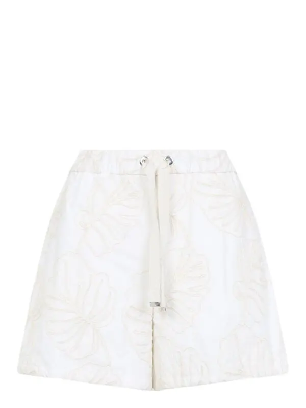 Moncler Leaf Printed Drawstring Shorts - Light Beige