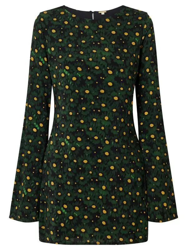 CALA DE LA CRUZ Maisha Floral-print Stretch-jersey Mini Dress - Green