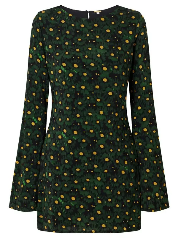 CALA DE LA CRUZ Maisha Floral-print Stretch-jersey Mini Dress - Green